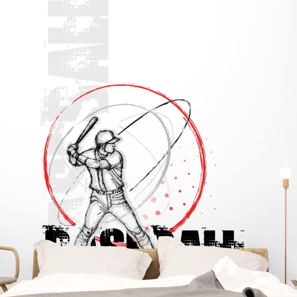 Baseball Circle Poster Wall Mural by Wallmonkeys Peel and Stick Graphic ...