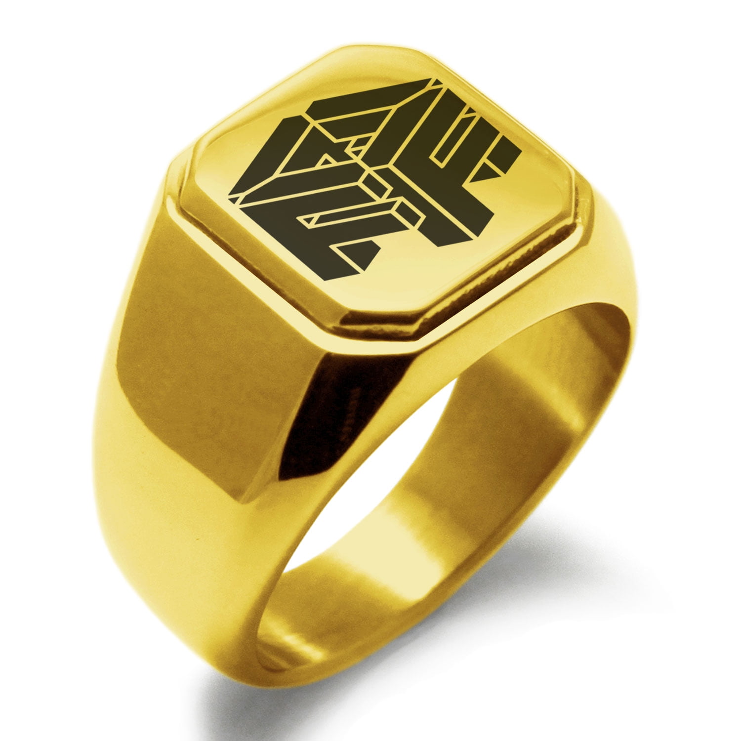 Stainless Steel Letter F Initial 3D Cube Box Monogram Engraved Engraved ...