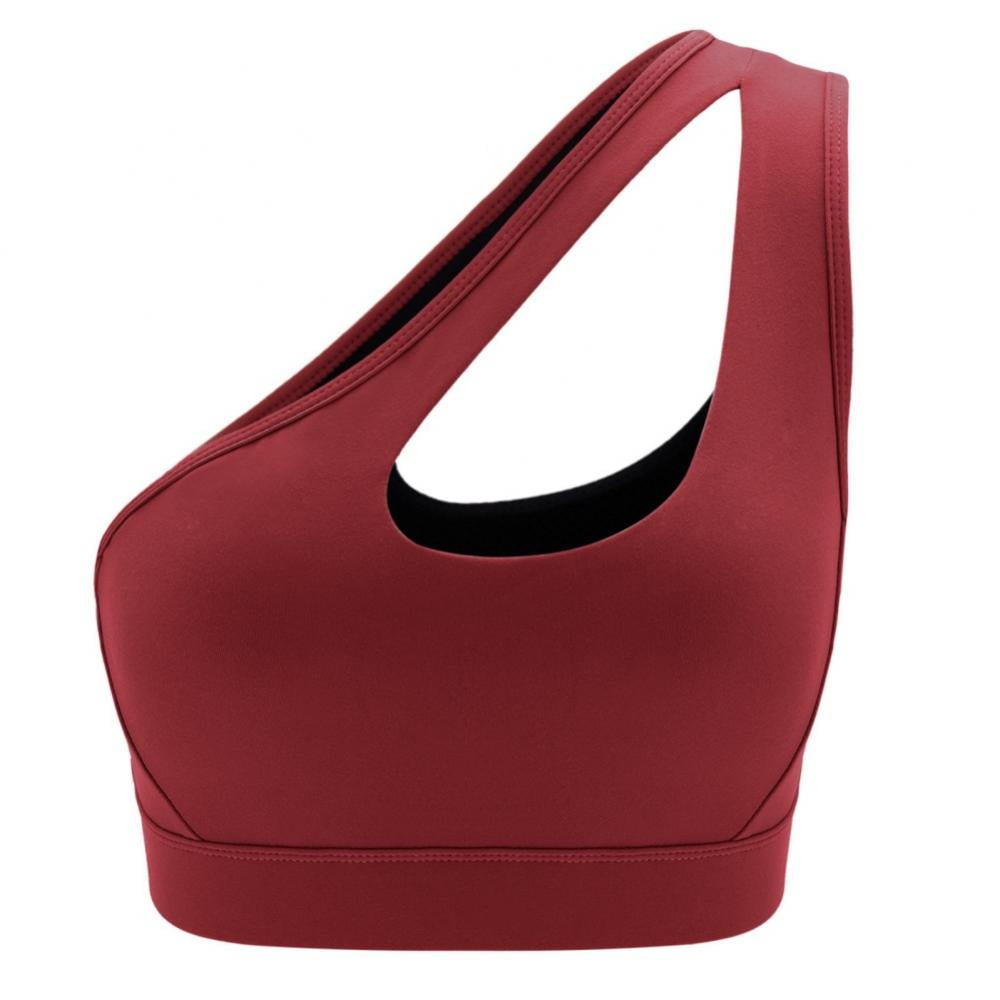 One Shoulder Sports Bra for Women Workout Bras - Wirefree Breathable ...
