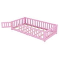 Bellemave Kids Twin Size LVL Rubber Wood Floor Bed, Pink - Walmart.com