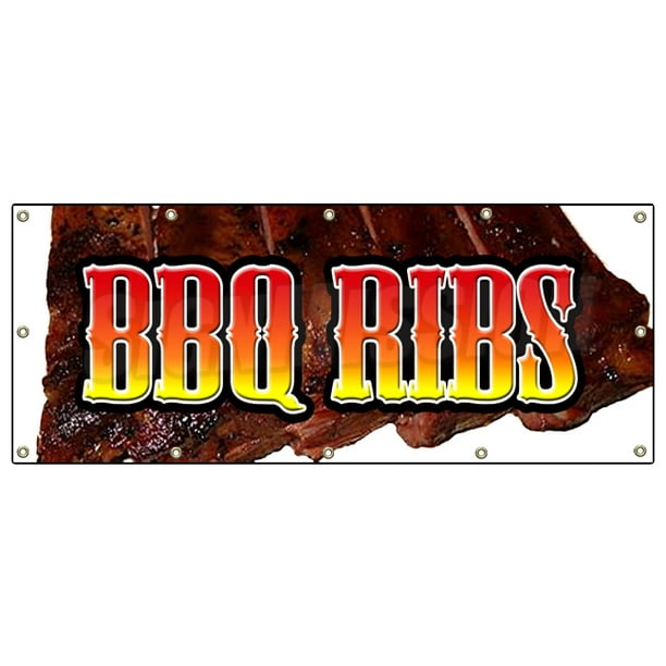 48"x120" BBQ RIBS BANNER SIGN barbque bar-b-q bbq signs bar-b-que pork ...
