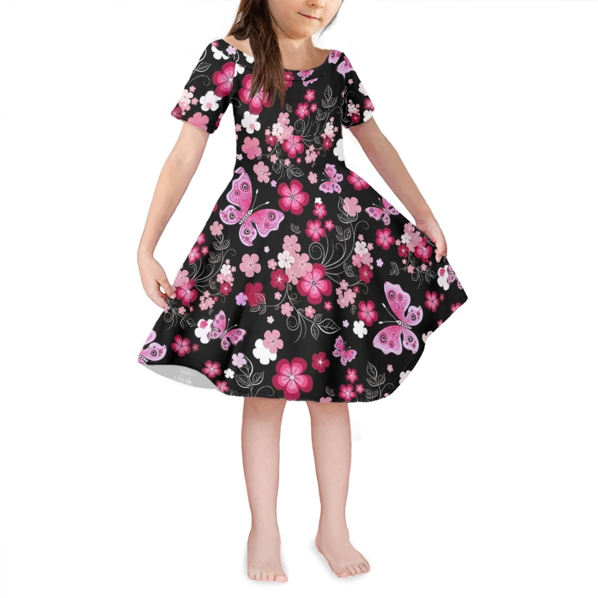 NETILGEN Abstract Flowers Butterflies Print Kid Dress up Clothing ...