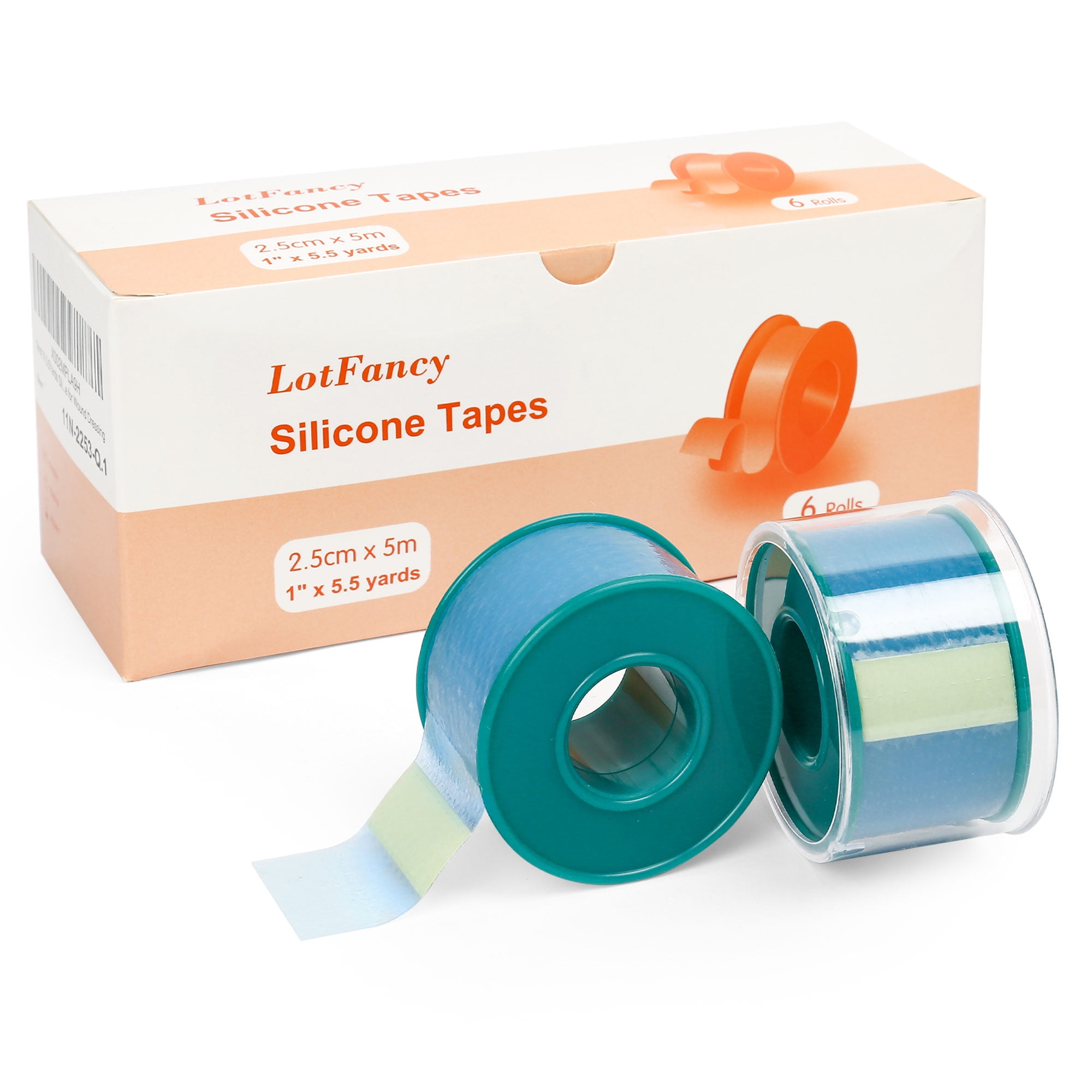 LotFancy Medical Silicone Tape, 6 Rolls 1 in x 5.5 Yards, Adhesive ...