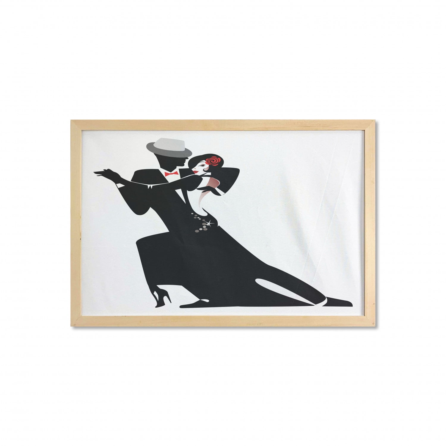 Retro Wall Art with Frame, Man and Woman Partners Romantic Dance Tango ...
