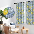 Lemon and Tile Blue Pattern Blackout Curtains,Triple Weaved Fabric ...