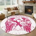 8ft Round Rug Pink Ribbon Area Rugs for Living Room Bedroom Washable ...