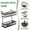 2-Tier Adjustable Railing Plant Stand with Hooks Black Metal Hanging ...