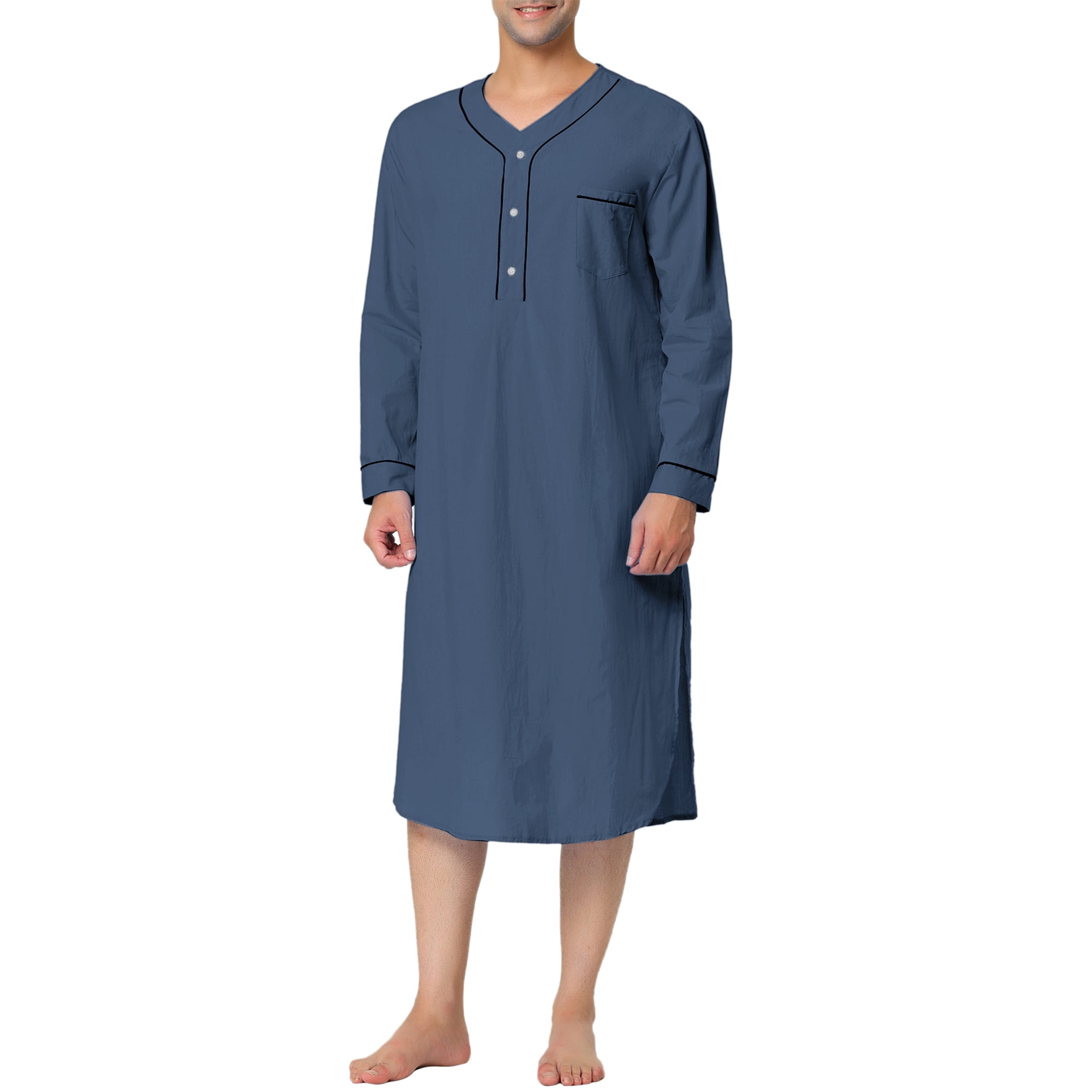 Click here for Inspire Chic Mens Sleepshirts Henley Collar Solid... prices