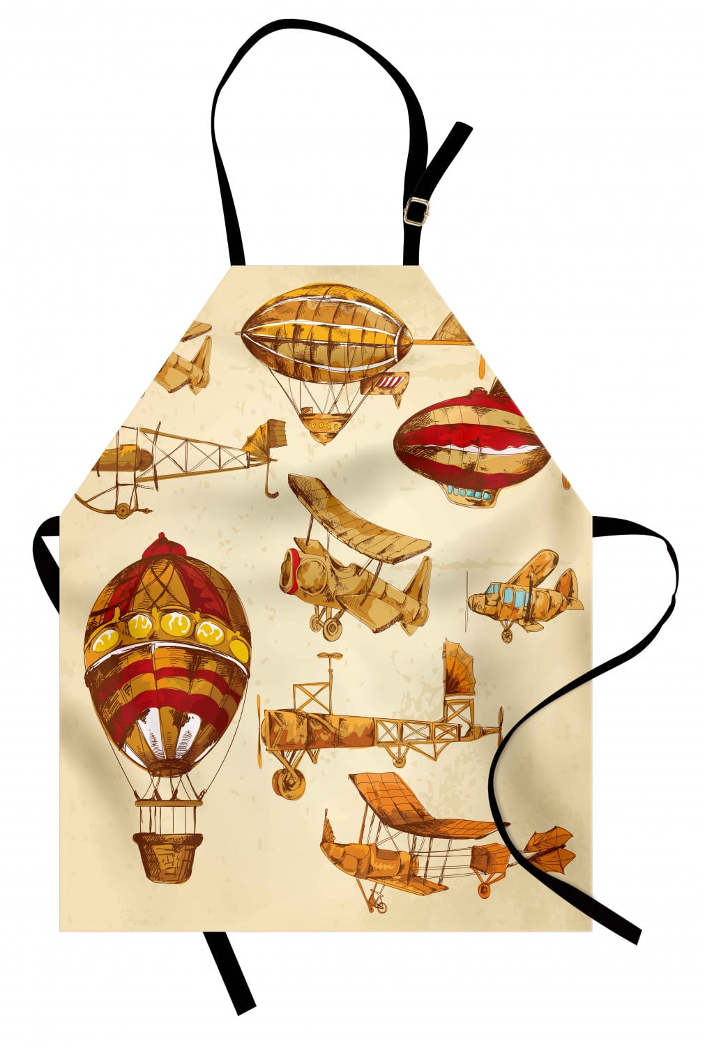 Aviation Apron Vintage Old Flying Objects Hot Baloons Planes Parachutes ...