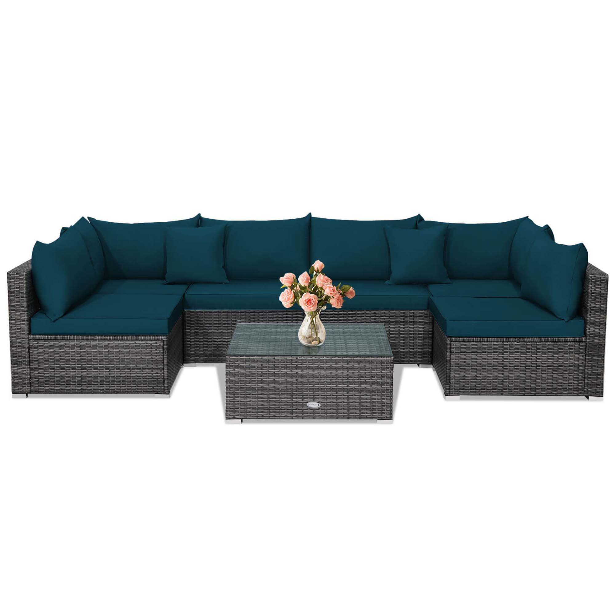 Click here for Gymax Set Of 7 Rattan Furniture Set Sectional Sofa... prices
