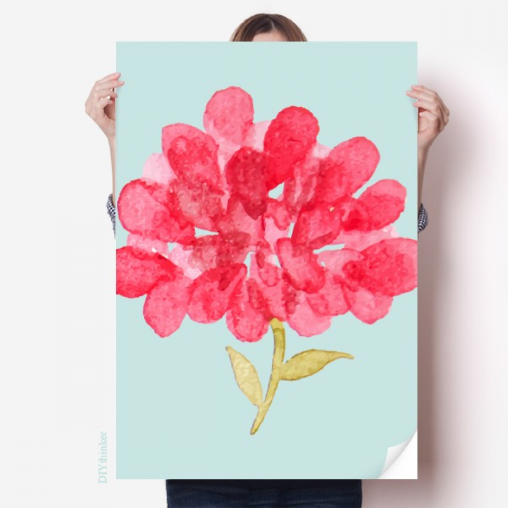 Watercolor Peach Flower Cartoon Sticker Poster Playbill Wallpaper Room ...