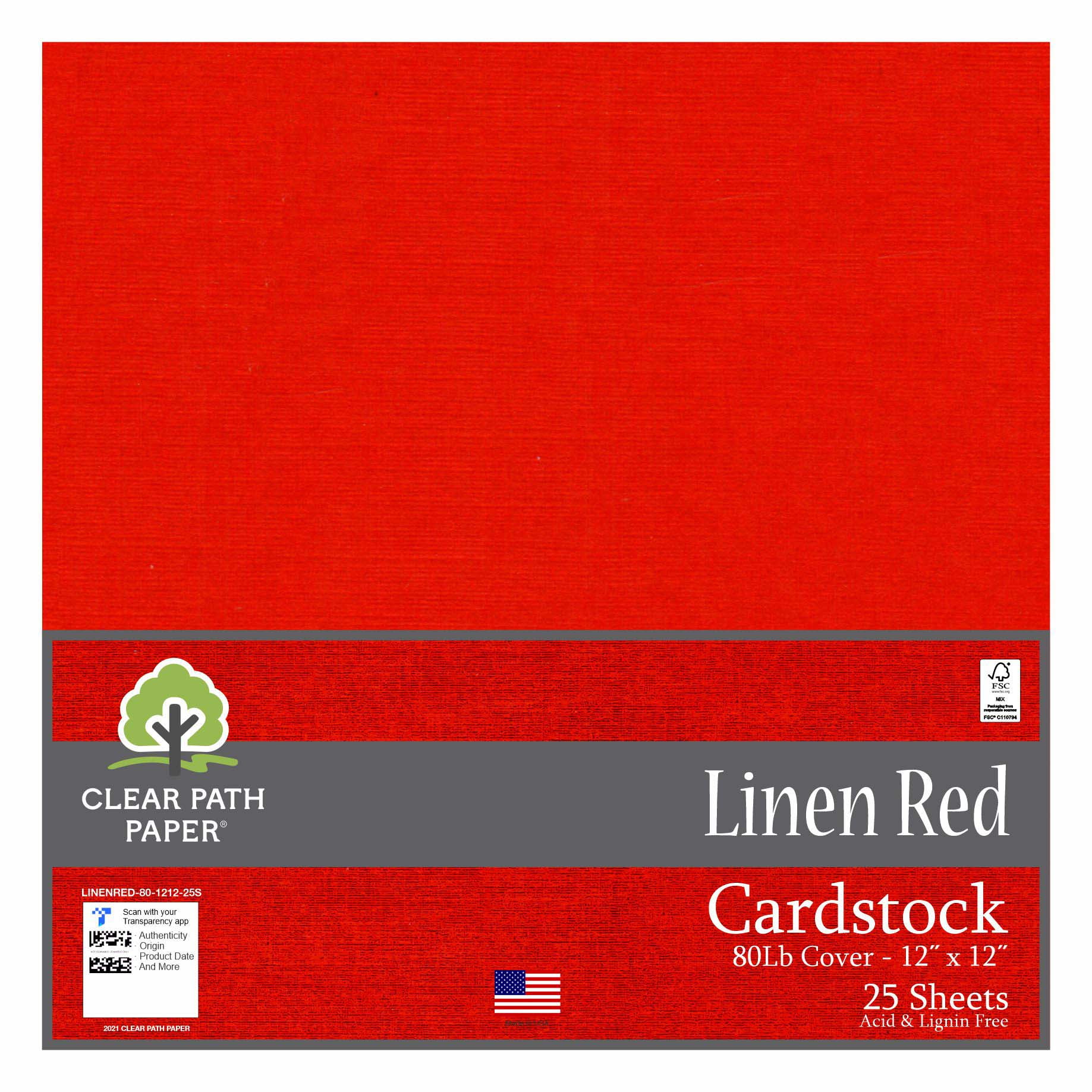 Linen Red Cardstock - 12 x 12 inch - 80Lb Cover - 25 Sheets - Clear ...