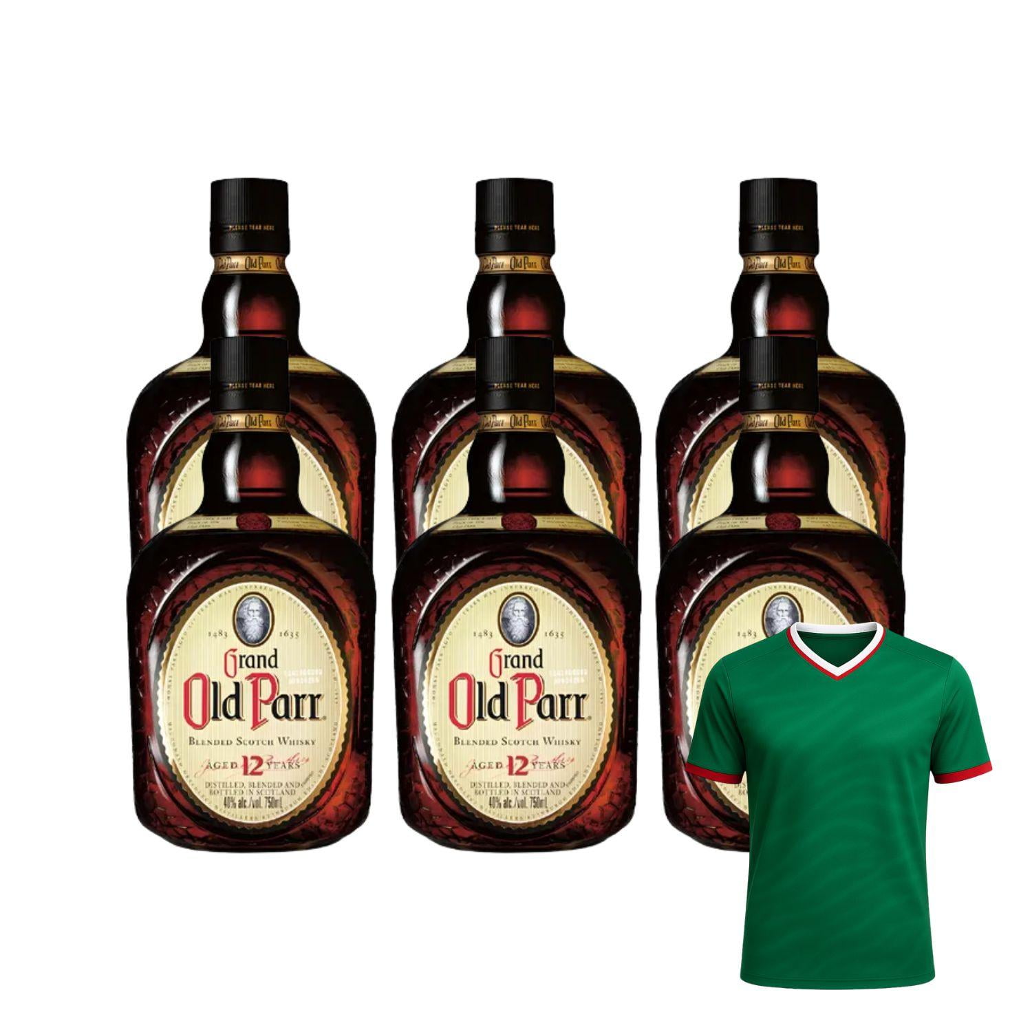 6 Whisky Grand Old Parr 12 años Blend 750 ml + Jersey Verde | Walmart ...