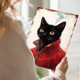 Black Cat in Red Jacket Art Print, 8x12 Inches Metal Wall Decor ...