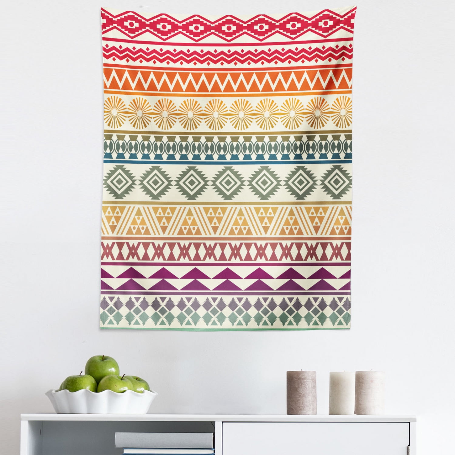 Aztec Tapestry, Tribal Old Fashioned Mexican Trippy Geometric Zig Zag ...