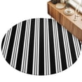 Black Stripes Round Living Room Rugs 6 ft, Coastal Black White Gray ...