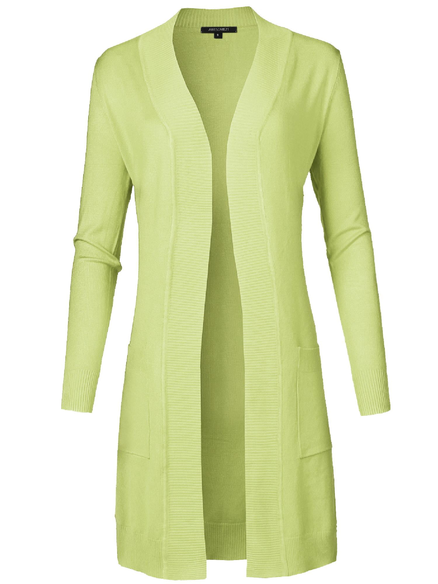 FashionOutfit Women's Solid Soft Stretch Long-line Long Sleeve Open ...