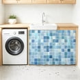 Blue White Color Block Cabinet Curtains 10" W x 11" L Summer Watercolor ...