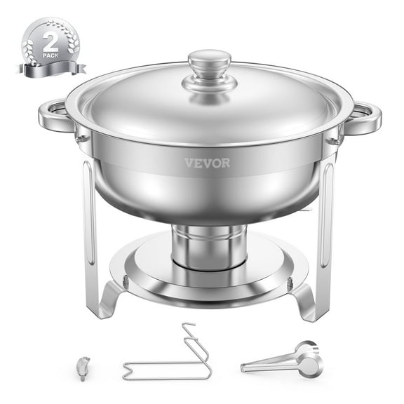 8 Qt Chafing Dish Set - 2 Pack Stainless Steel Rectangle Buffet Server ...