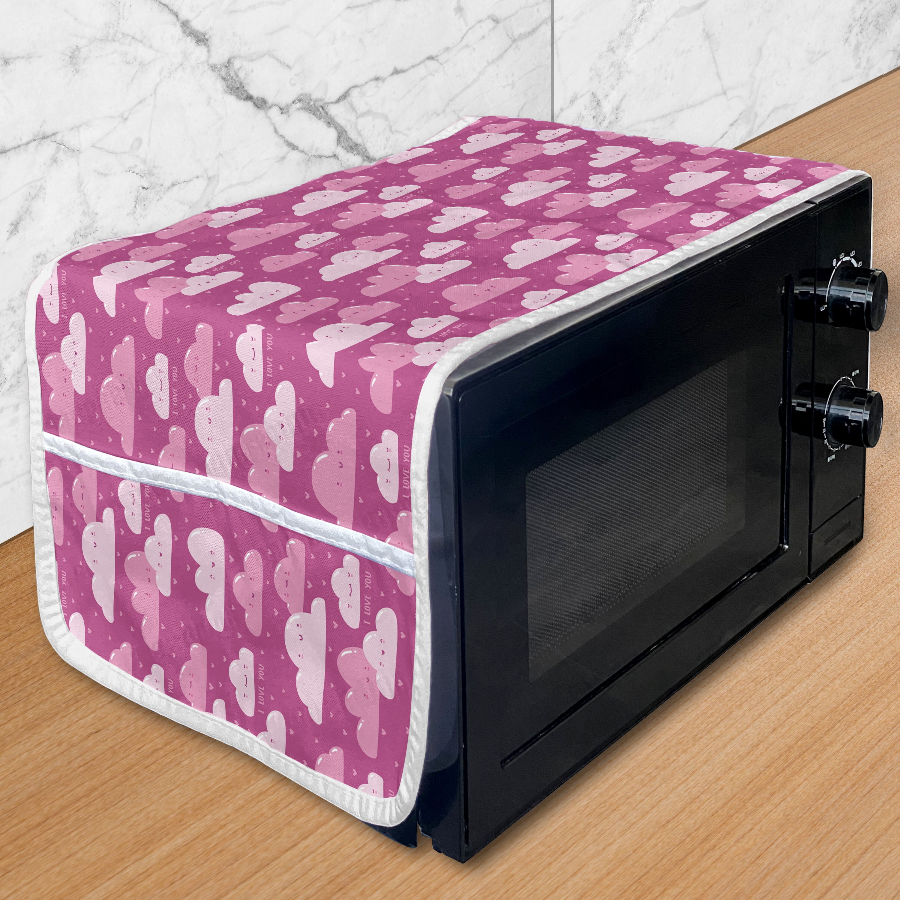 I Love You Microwave Oven Cover, Funny and Pink Cloud Characters in ...