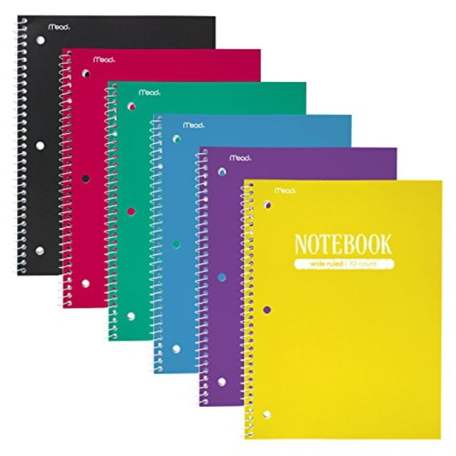 Mead Spiral Notebooks, 1 Subject, Wide Ruled Paper, 70 Sheets, 10-1/2 ... Mead Spiral Notebooks, 1 Subject, Wide Ruled Paper, 70 Sheets, 10-1/2 ...