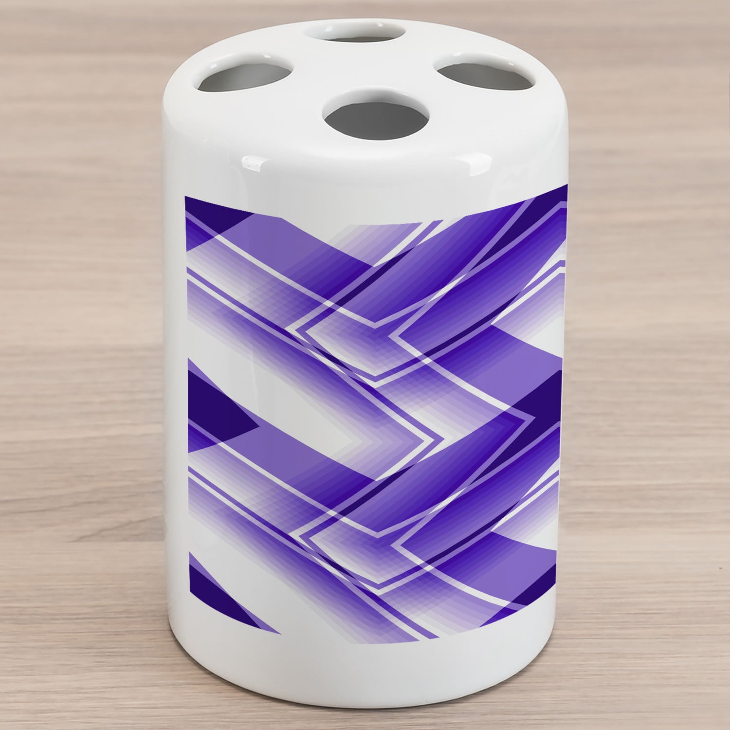 Abstract Ceramic Toothbrush Holder, Trippy Digital Shapes Curved Lines ...