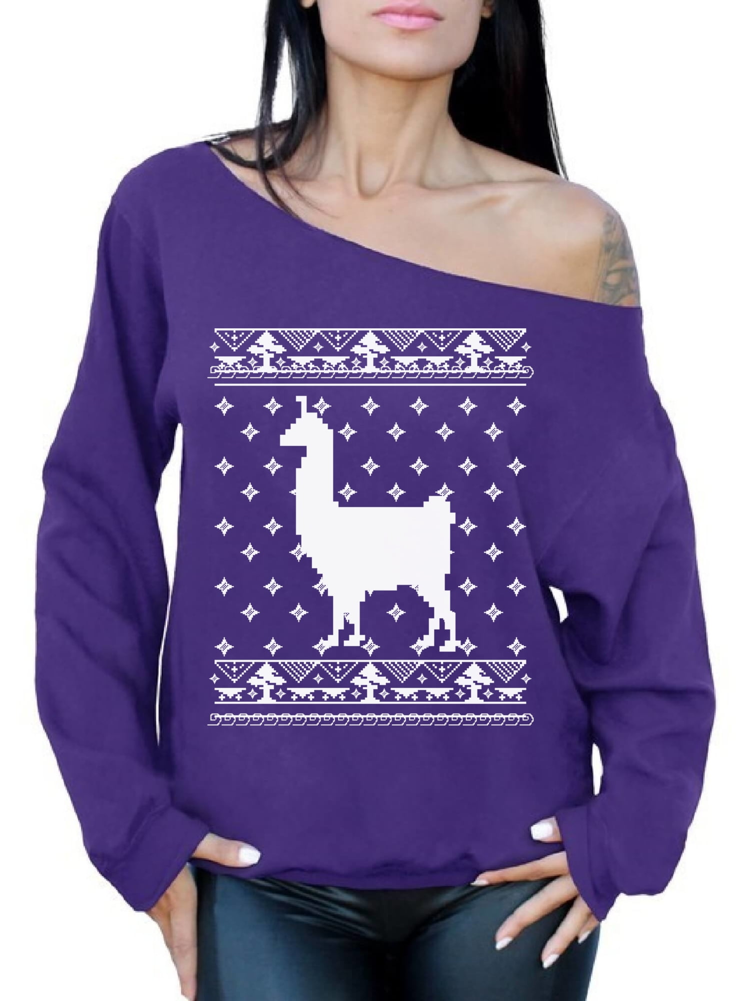 Awkward Styles - Awkward Styles Llama Christmas Off The Shoulder ...