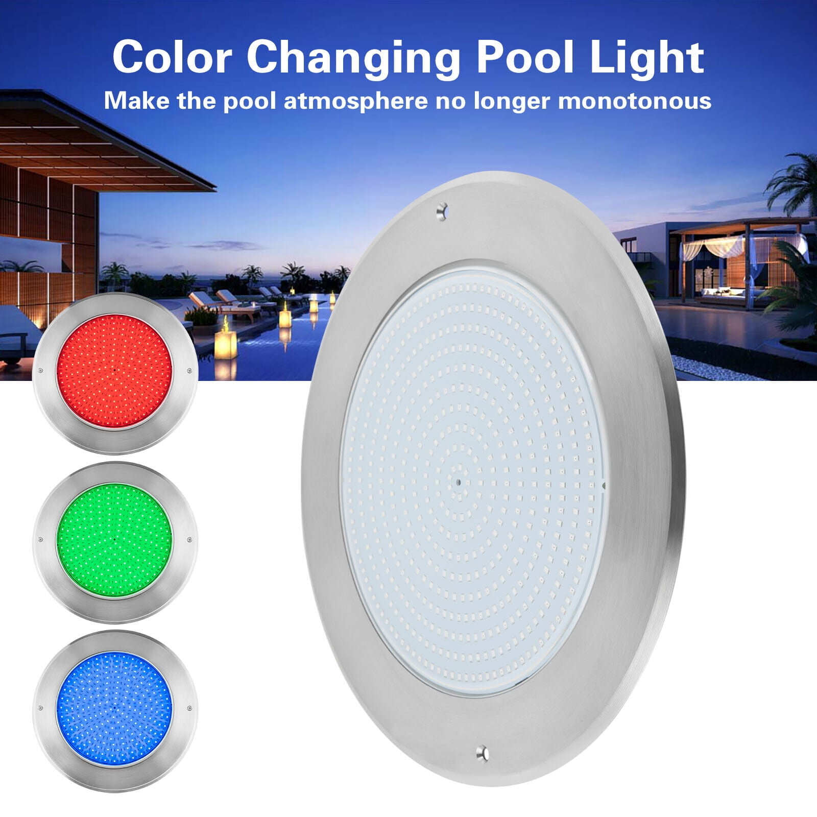 12V Inground Swimming Pool Lights,45W IP68 Waterproof Stainless Steel ...