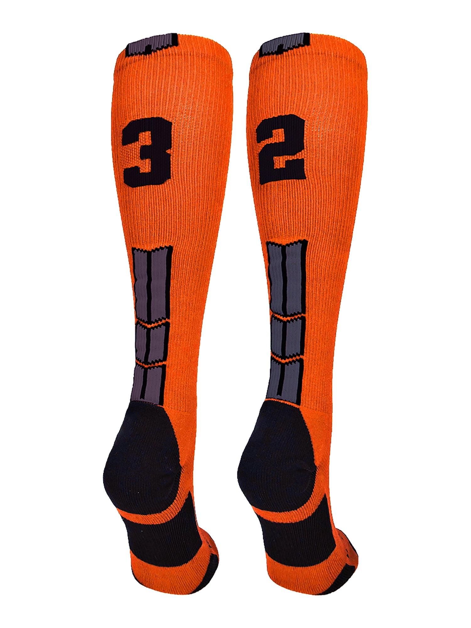 Orange/Black Player Id Over the Calf Number Socks (#32, Small ...