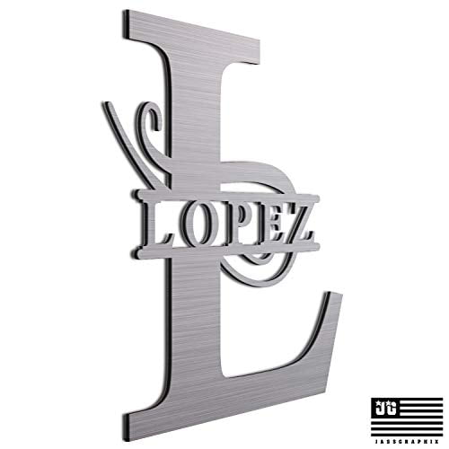JASS GRAPHIX Lopez 12" Brushed Aluminum Monogrammed Sign Door Wall ...