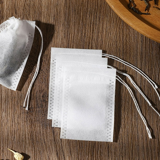 Koszal 100Pcs Disposable Drawstring Tea Bag Mesh Filter Herb Storage ...