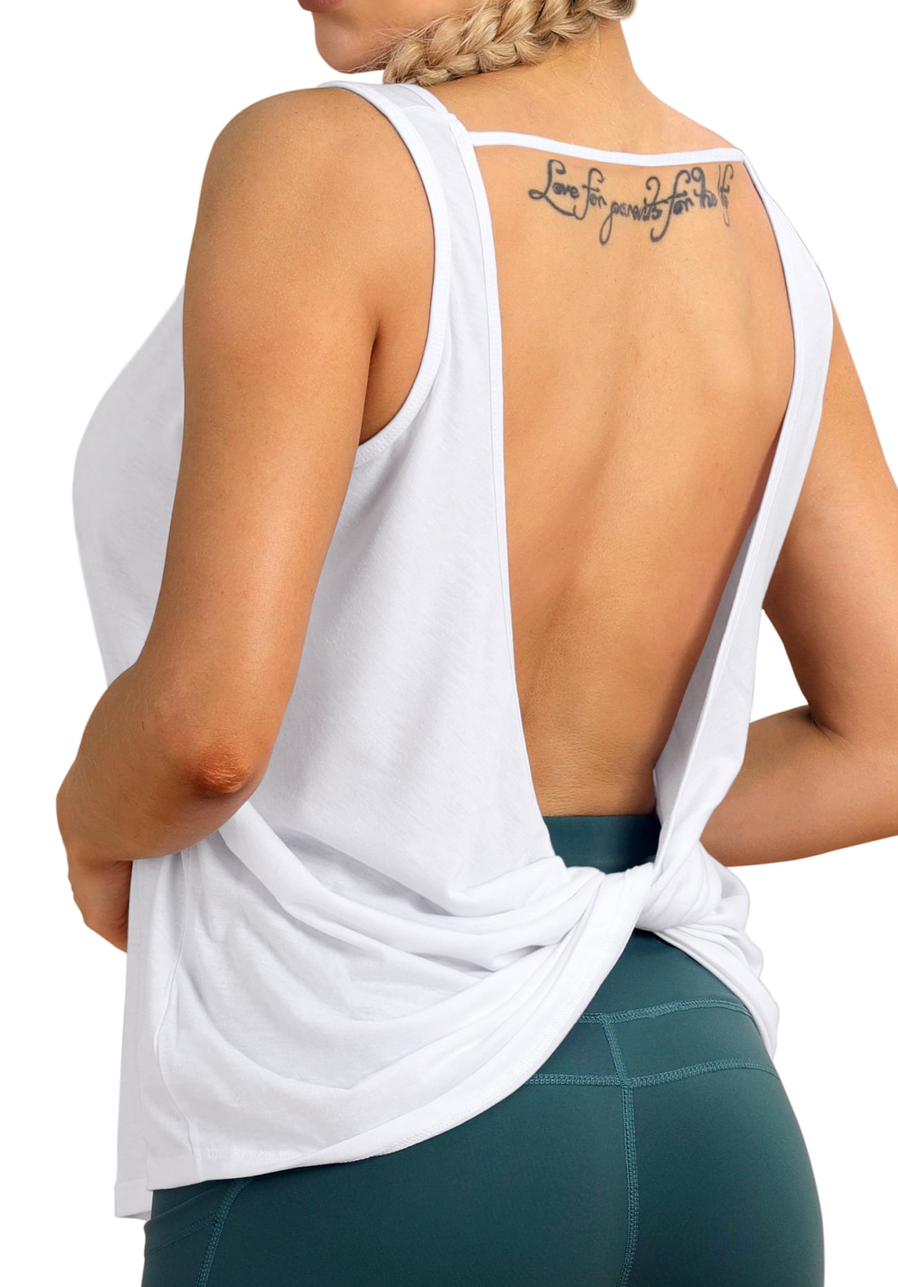 icyzone Open Back Athletic Yoga Tops Gym Shirts Workout Tank Tops for ...