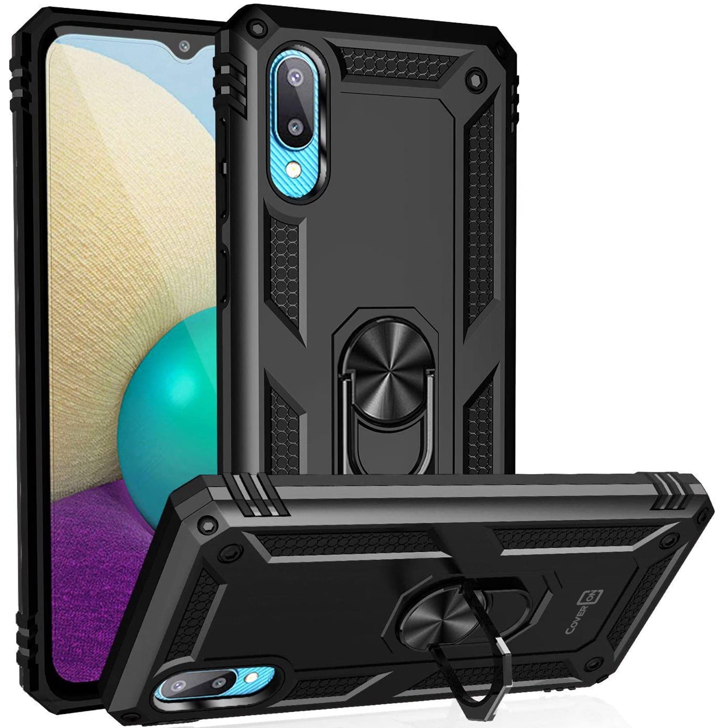 CoverON for SAMSUNG Galaxy A02 Ring Case, Kickstand Rugged Phone Cover ...
