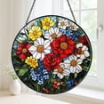 Birth Flower Garden Glass Suncatcher, Floral Window Hanging Decor with ...