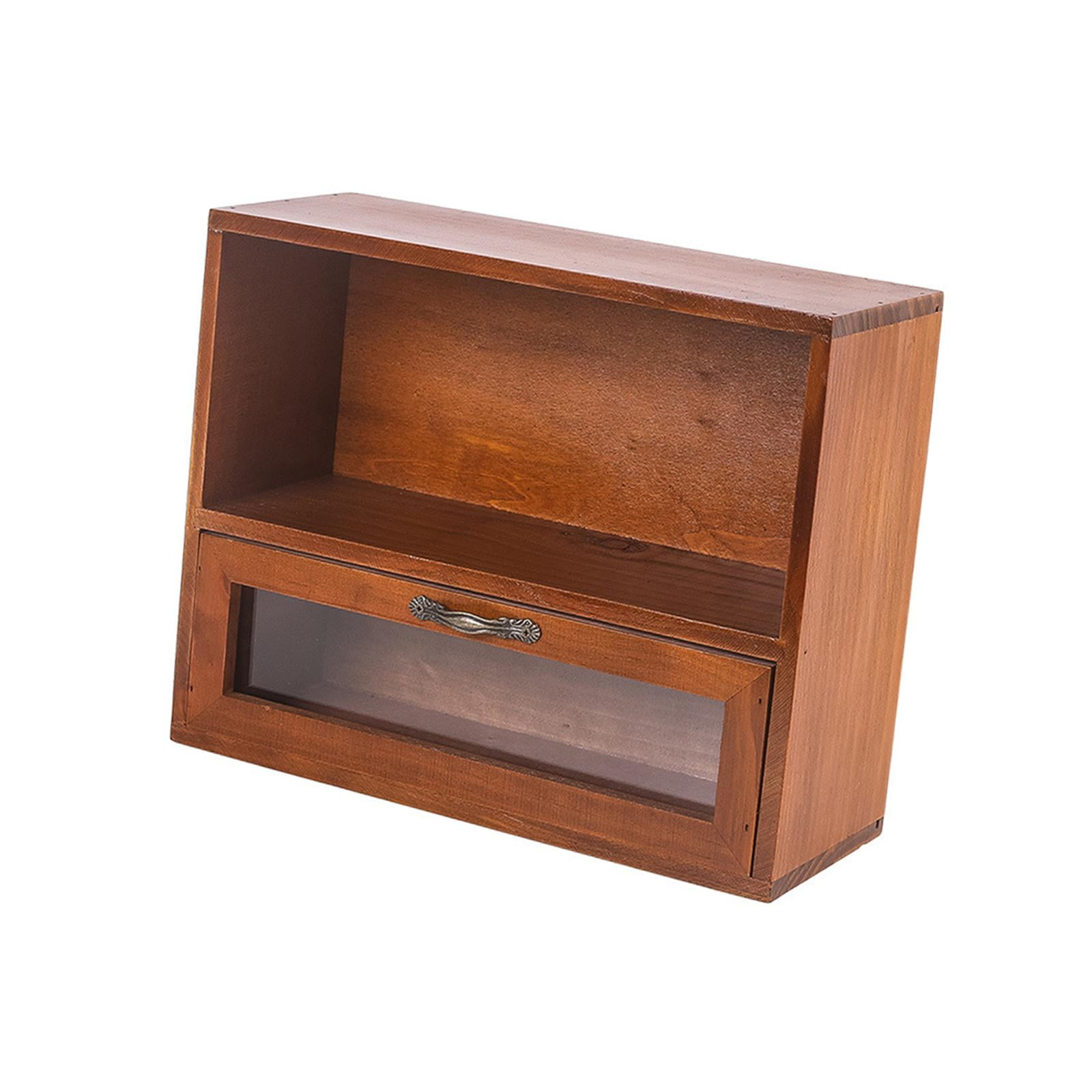 Desktop Storage Cabinet Shelf Freestanding Wooden Display Case Storage ...