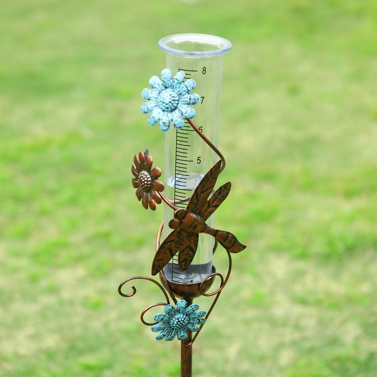 Garden Rain Gauge Decorative Rain Gauge With Tap Holder & Glass ...