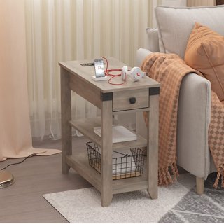 Oumilen Western Home 2 Layers Hidden End Table with Build-In Fast ...