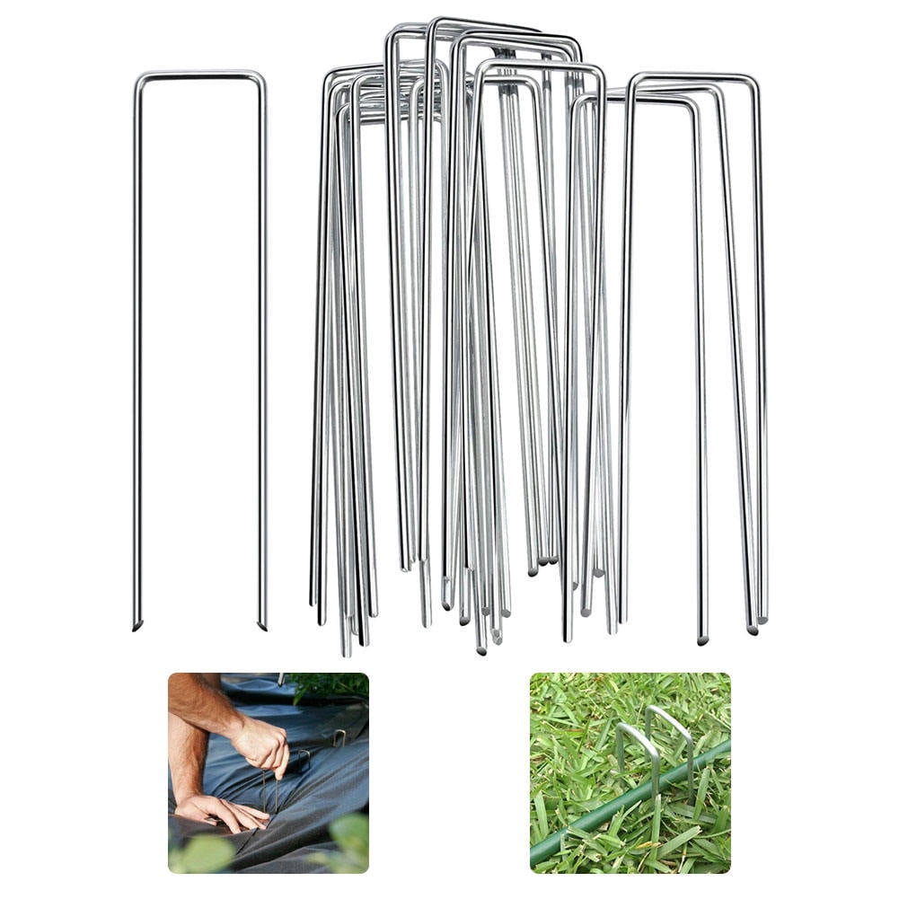 Garden Pegs U Shaped Nail Pins Stakes Ground Staple Durable Garden ...