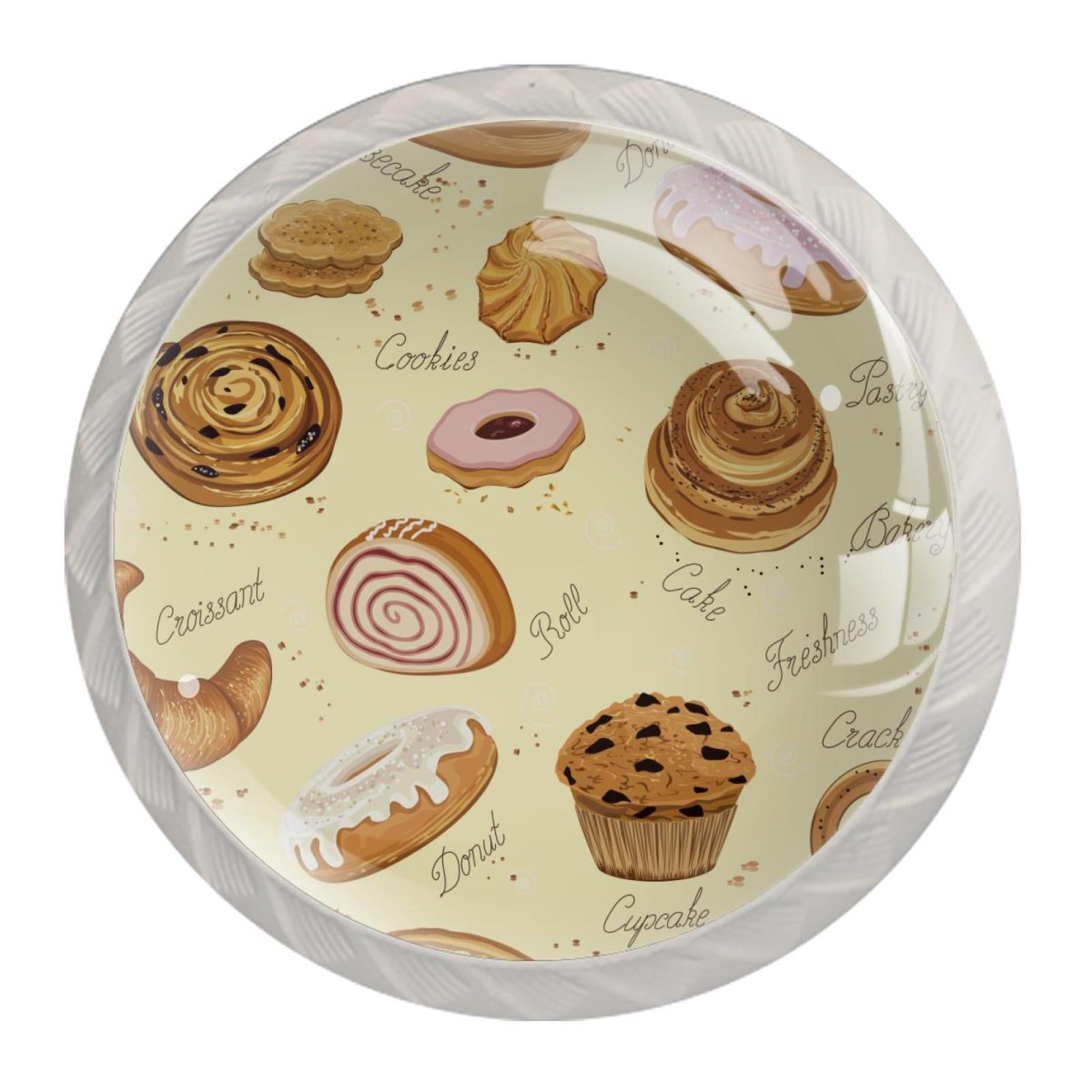 4 Pcs Bread Dessert Knobs for Kitchen Cabinet Cupboard Dresser Bookcase ...