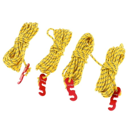 4Pcs Reflective Camping Tent Rope Guy Line Cord with Tightener Yellow ...