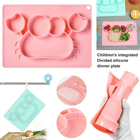 Amerteer Silicone Suction Toddler Plates Divided Complementary Food ...