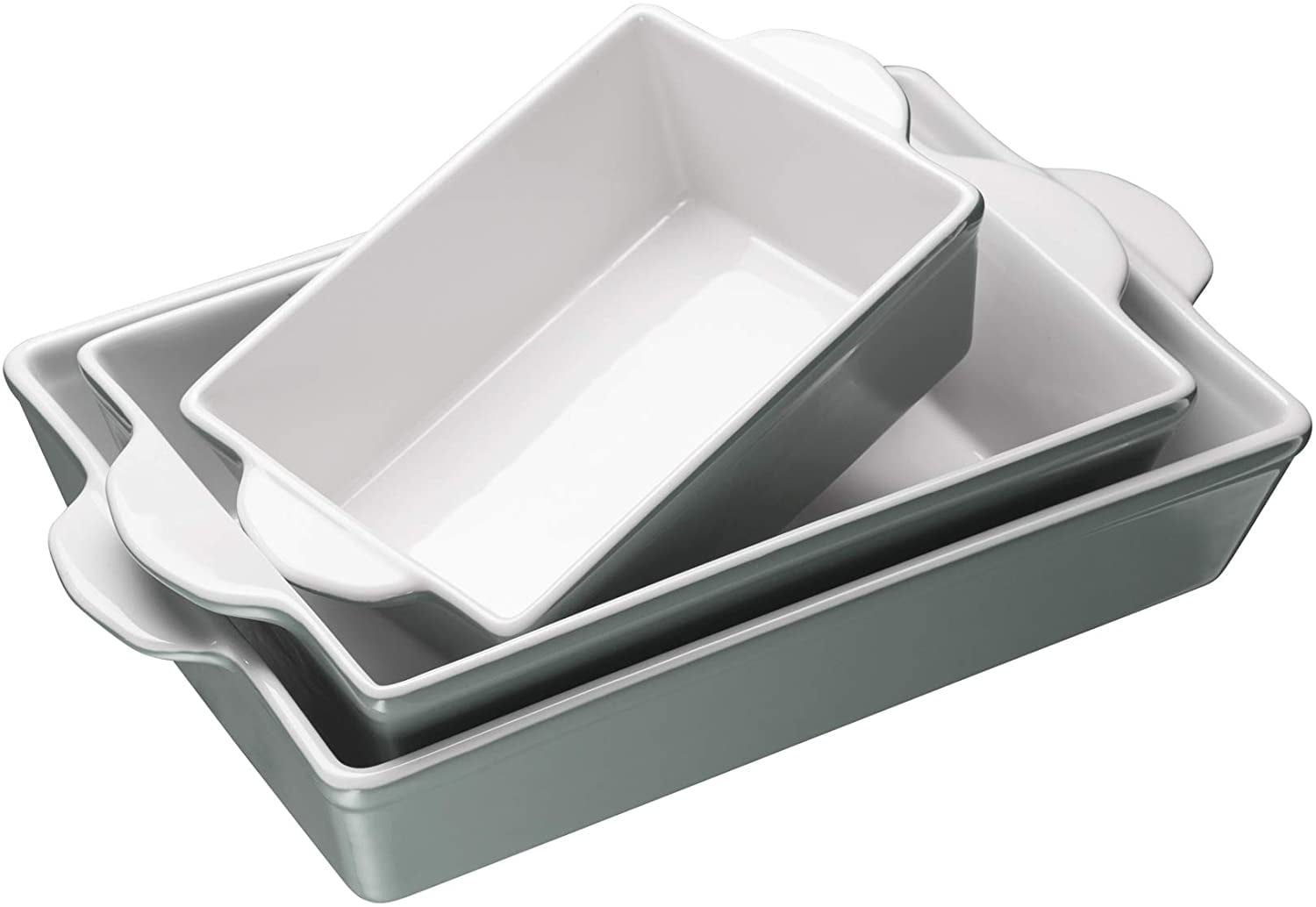 Kook Ceramic Bakeware Set, Casserole Dish For Cooking, Set of 3, Slate ...