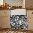 Black Fronds Cabinet Curtain, Black Slate Leaf Plant Canvas Weave ...