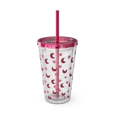 Moon and Stars Tumbler Cup with Lid and Straw, Purple, 16oz - Walmart.com