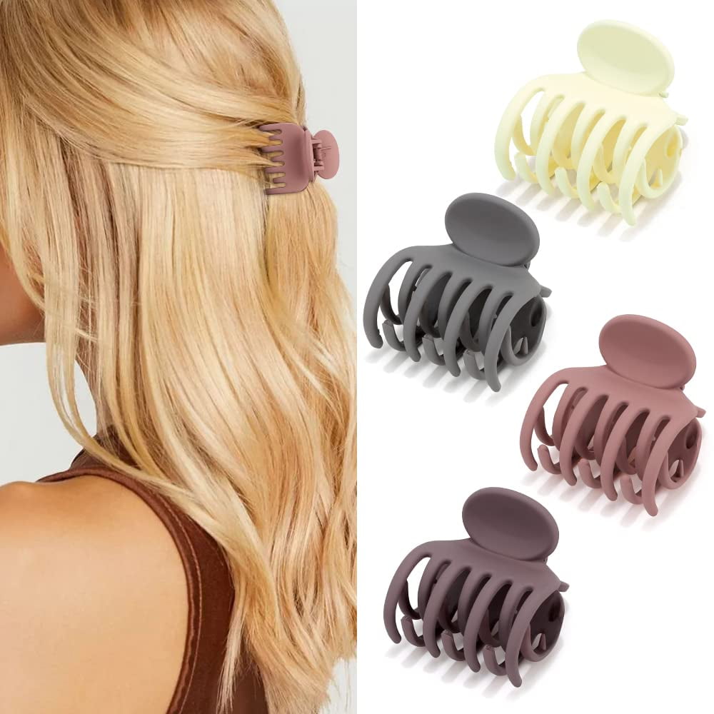Hair Clips Small Claw Clips for Thin Hair 4 Pcs 1.5 Inch Double Row ...