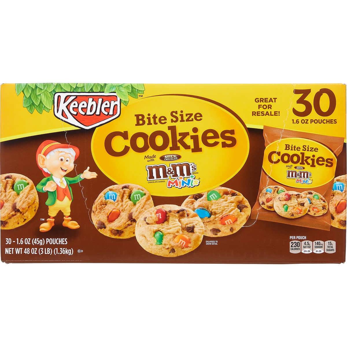 Keebler Bite Size Cookies made with Milk Chocolate M&M's Minis, 1.6 oz ...