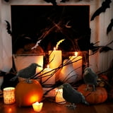 Koite Halloween Crows, Realistic Black Bird Decorations, 6pcs Feathered ...
