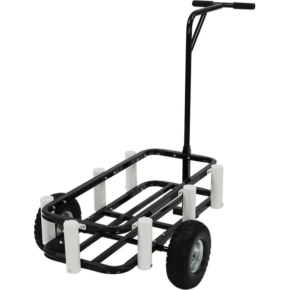 CRESTWALKER Foldable Fishing Cart with 13'' Balloon Tires and Rod ...