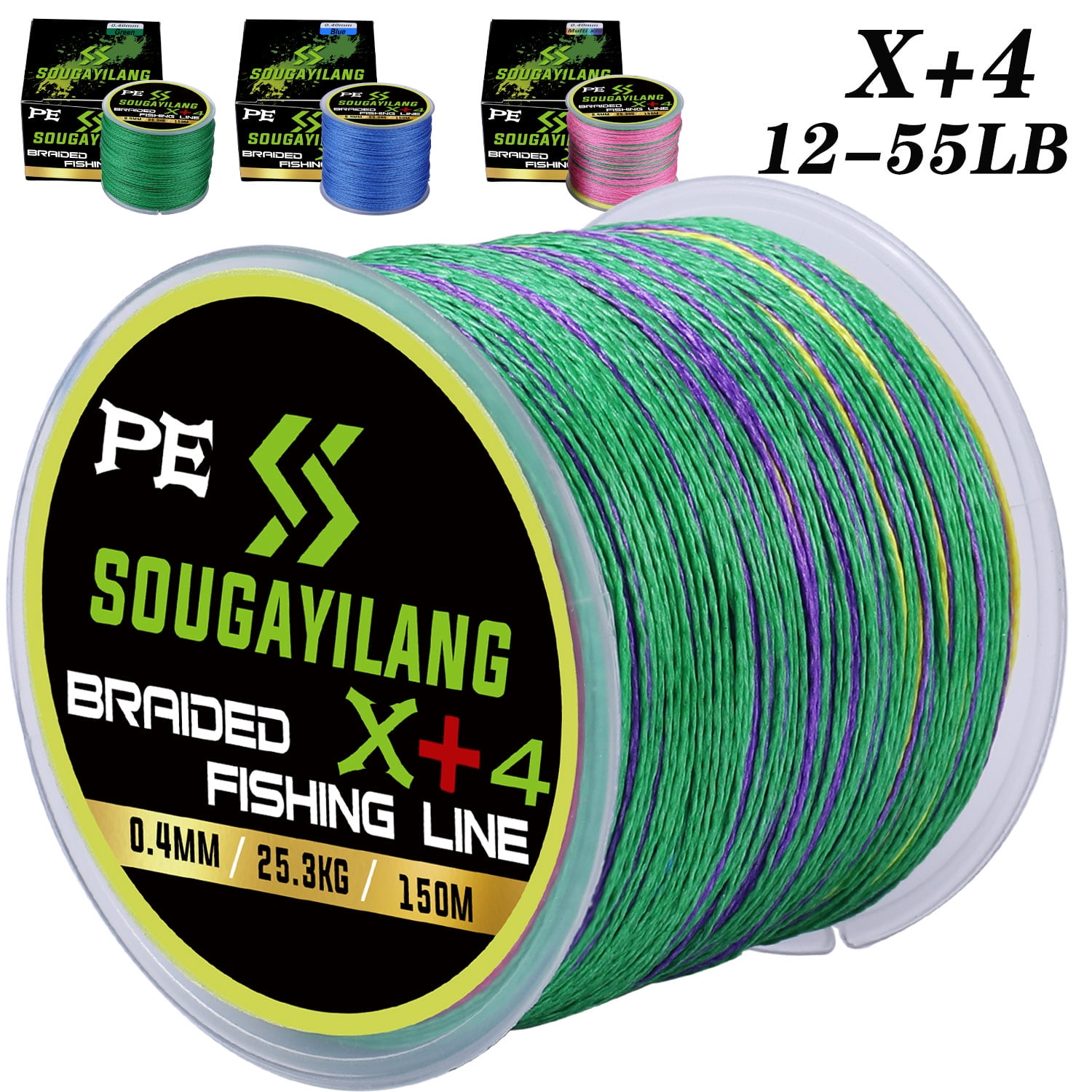 Sougayilang Braided Fishing Line 4 Strands PE Abrasion Resistant Wire 0 ...