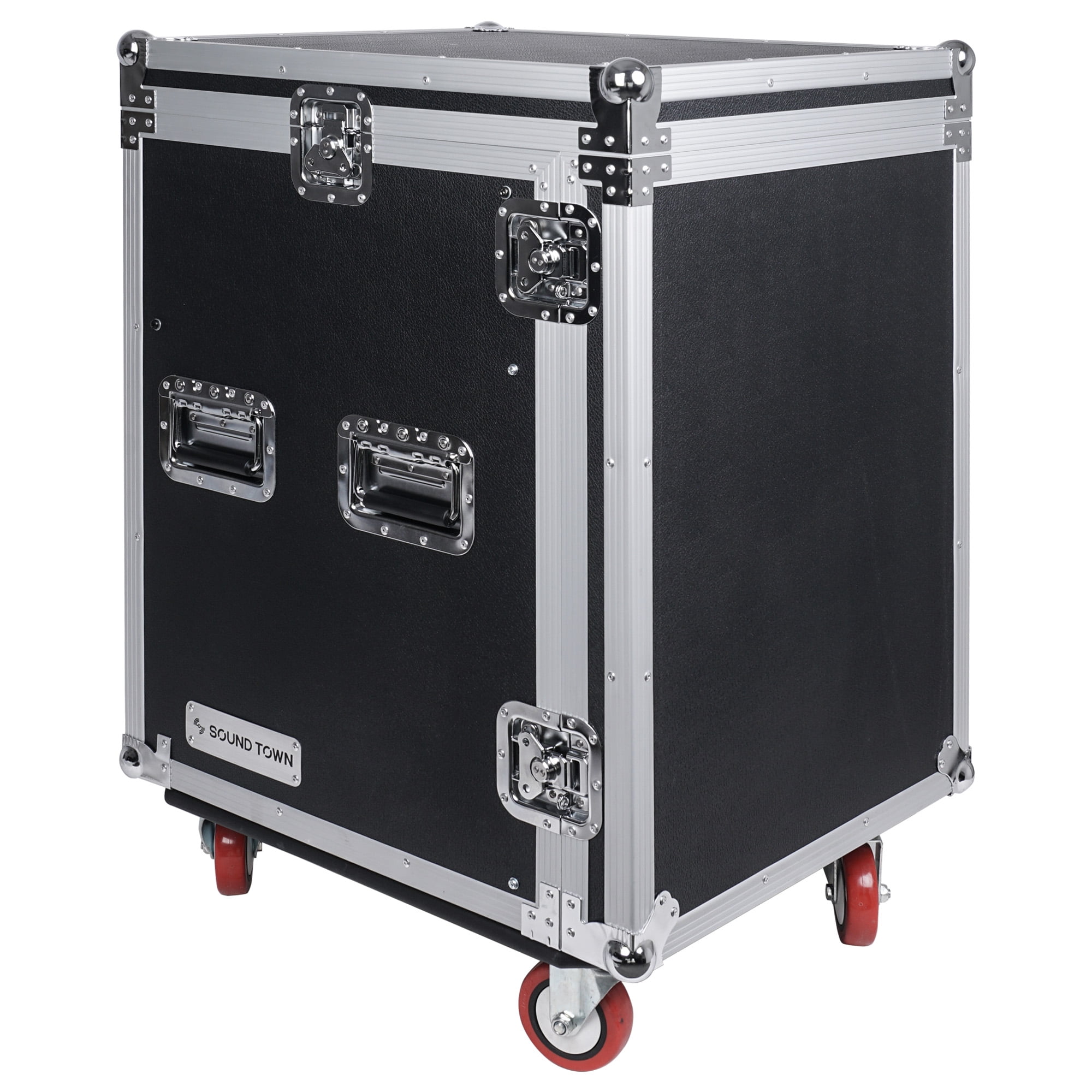 Sound Town 14U PA DJ Rack/Flight/Road Case with 11U Slant Mixer Top, 20 ...